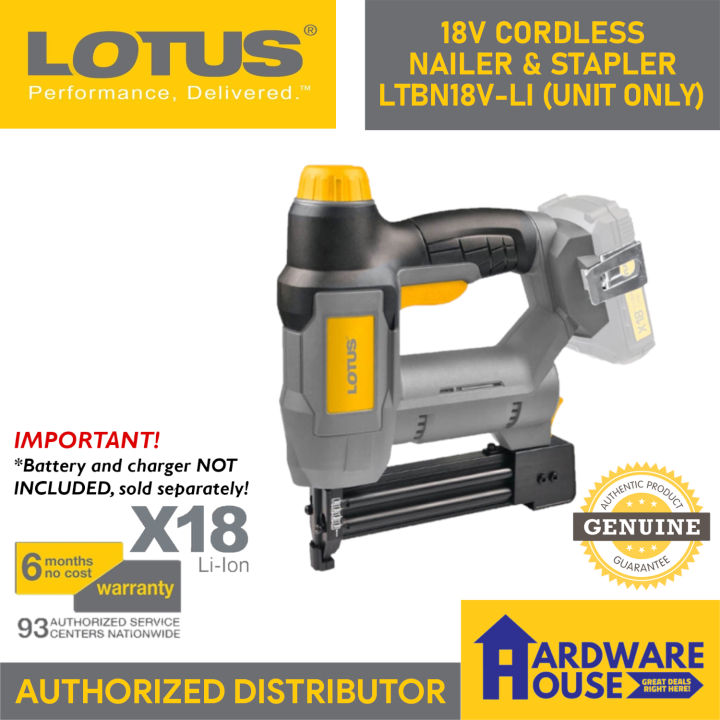 ORIGINAL LOTUS 18V Cordless Brad Nailer Stapler 2IN1 Fastening Gun UNIT ...