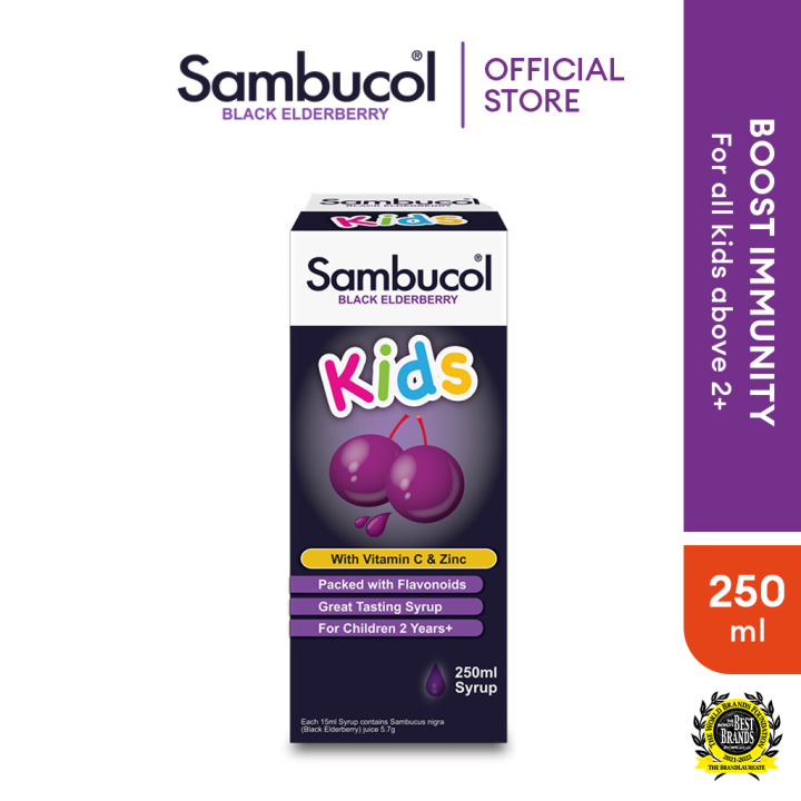 Sambucol Black Elderberry Kids With Vitamin C & Zinc Syrup (250ml) | Lazada