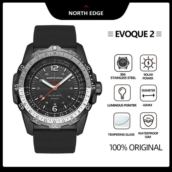 NORTH EDGE EVOQUE2 Original Men‘s Watch Metal Case Solar Powered ...