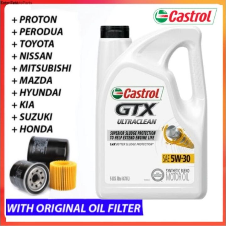 15A66D (With Oil Filter) Castrol GTX ULTRACLEAN 5W30 Motor Oil 4 ...