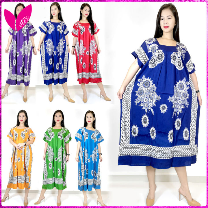 PLUS SIZE COLORFUL BATIK LONG DRESS SLEEP WEAR SUMMER DRESS | Lazada