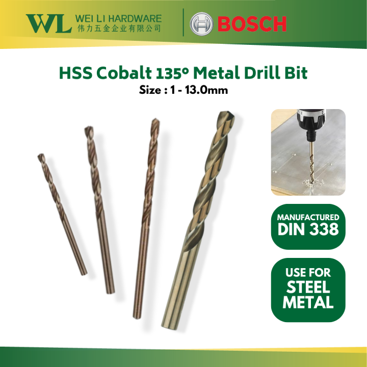 Bosch 1.0-13.0mm HSS Cobalt Metal Drill Bit stainless steel drill besi ...