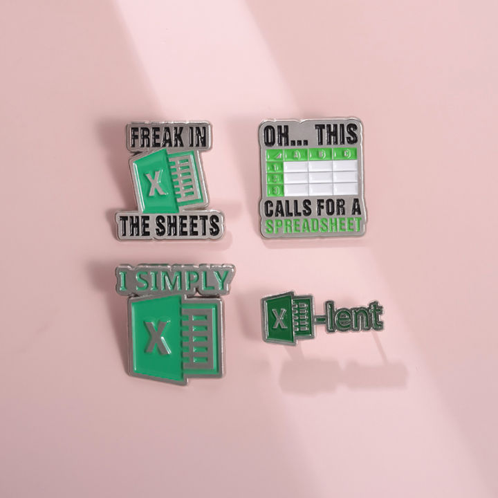 Cartoon Excel Sheet Brooch Pins Funny Freak in The Sheets Brooch Metal ...