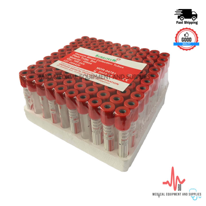 Blood Collection Tube - Red Top Plain Tubes Glass (3ml, 5ml, 10ml ...