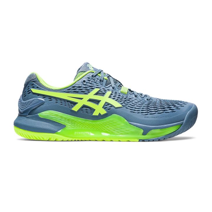 Asics รองเท้าเทนนิสผู้ชาย Gel-Resolution 9 | Steel Blue/Hazard Green ...