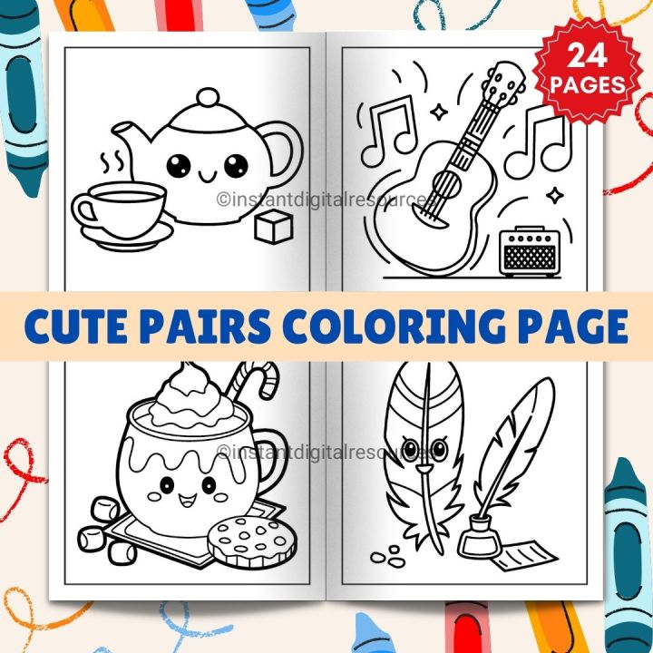 C198 Cute Pairs Coloring Pages Printable PDF Digital Coloring Book | Lazada