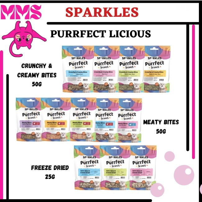 Sparkles Purrfect Licious Cat Treat # Crunchy & Creamy / Meaty Bites ...