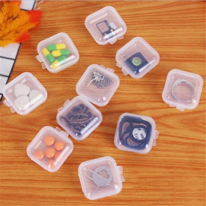 50Pcs Mini Storage Box Transparent Square Plastic Box Earrings Jewelry Packaging Box Jewelry ...