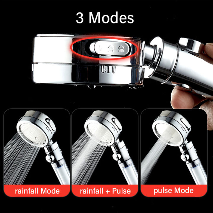 High-pressure shower head 3 modes Rain powerful pressurized spray Hand ...