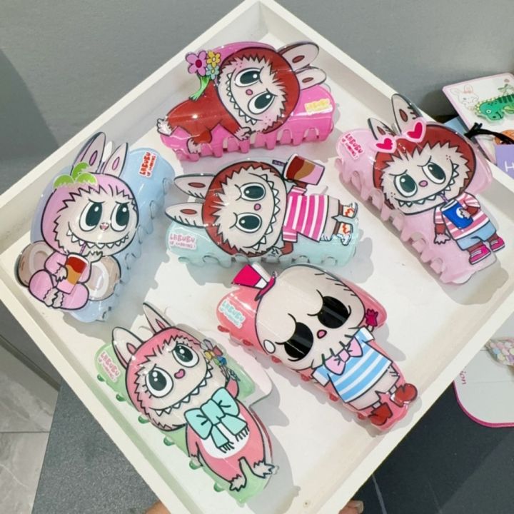 DOI4RE Printed Labubu Hair Claw Acrylic Cartoon Large Shark Clip Cute ...