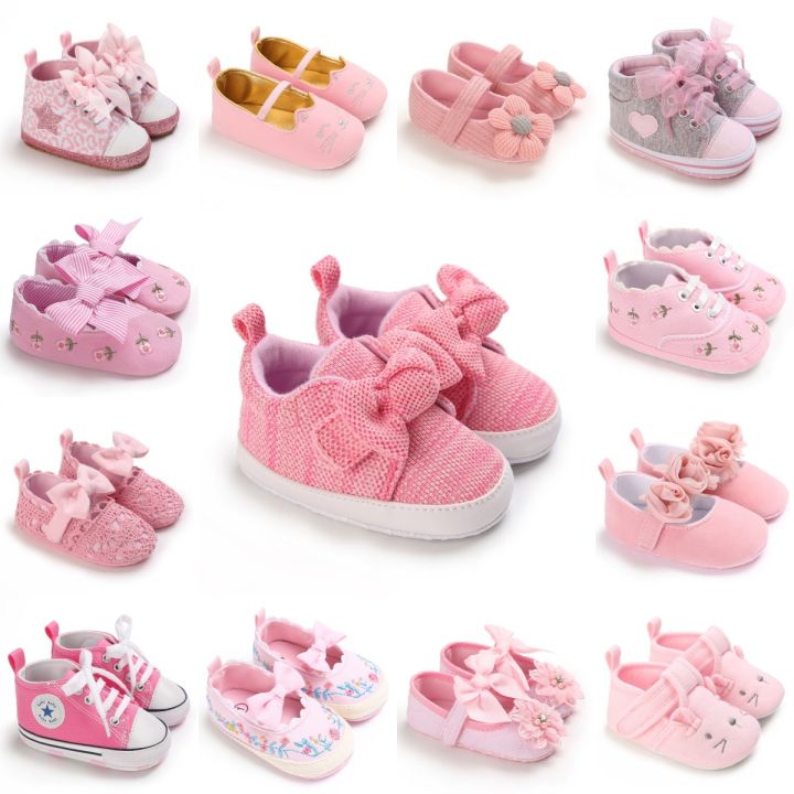 Baby Shoes Pink Newborn Baby Girls Cute Anti-Slip Infant Toddler Soft Sole Princess Shoes for ...