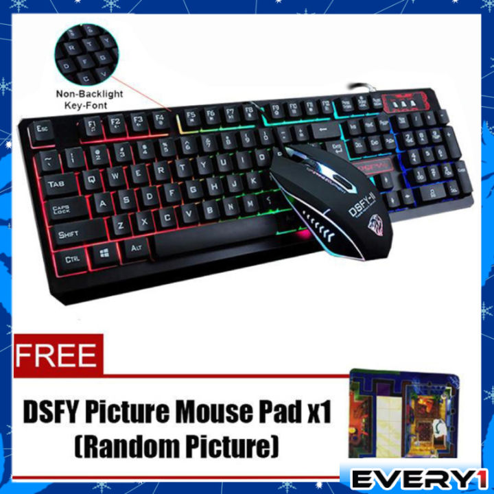 DSFY K-13 Combo USB Gaming Keyboard And Mouse wuth Borderless Rainbow ...
