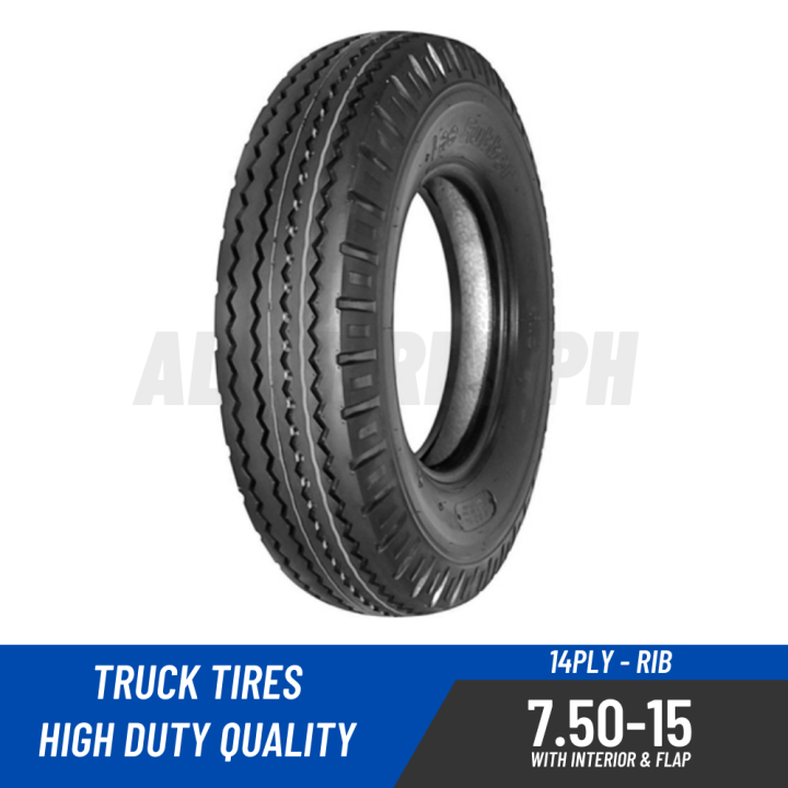 7.50-15 (14ply) Rib - Truck Tires with Interior Tube and Flap 750x15 ...