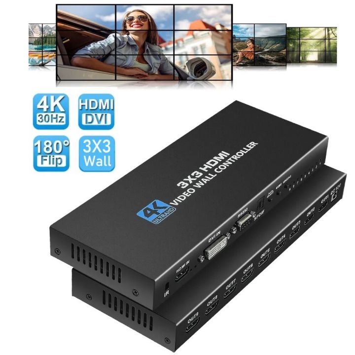 3X3 Video controller 4K 30Hz HDMI DVI Video Wall Controller 1X9 Screen ...