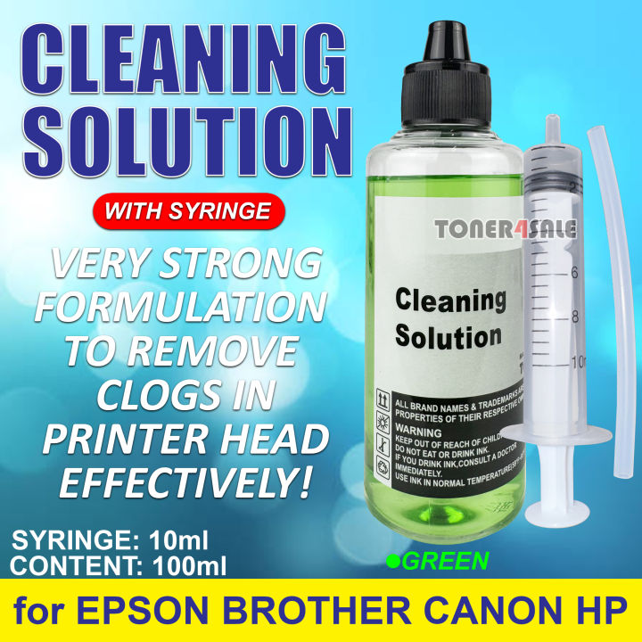 Cleaning Solution & Syringe with Hose 100ml for Brother HP Canon Epson ...