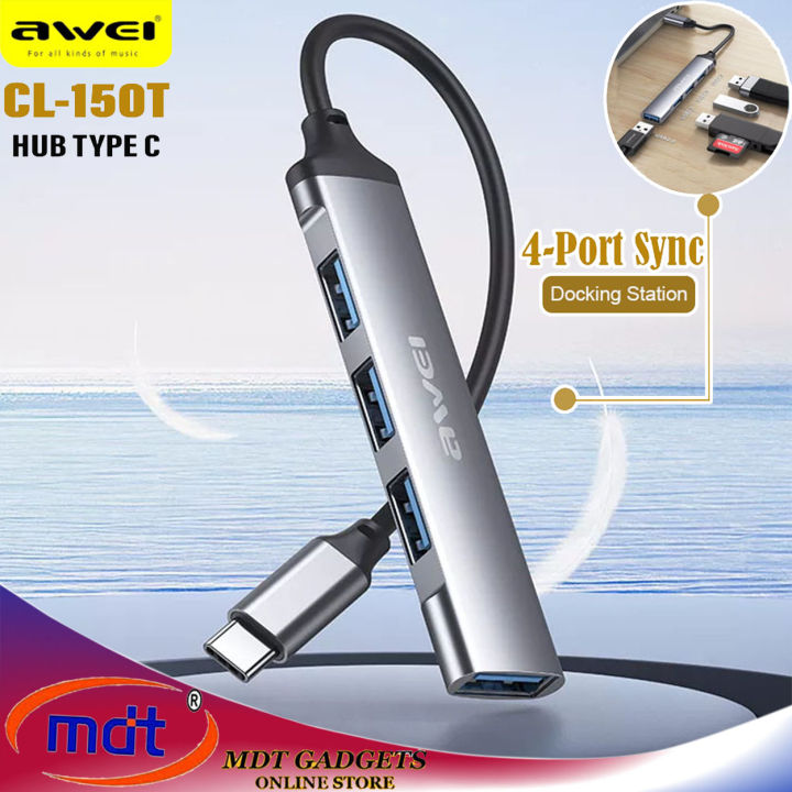 Awei CL-150T Type C Adapter USB C HUB 4 Ports HUB Multi Splitter ...