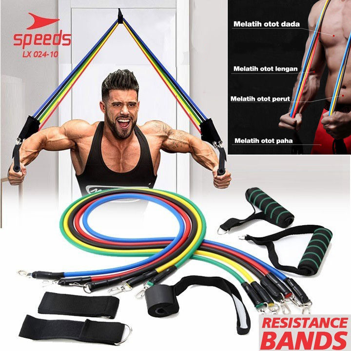 11 in 1 PRO Resistance Band Set FITNESS GYM Dirumah Aja Diet Sukses ...
