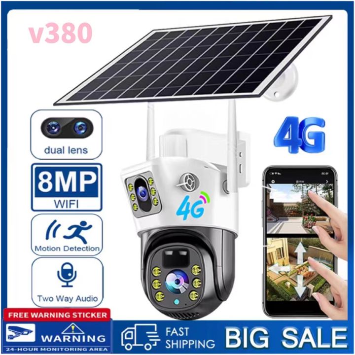 V380 Pro Cctv Camera with 4G/Wifi 8MP Sim Card Solar CCTV Camera ...