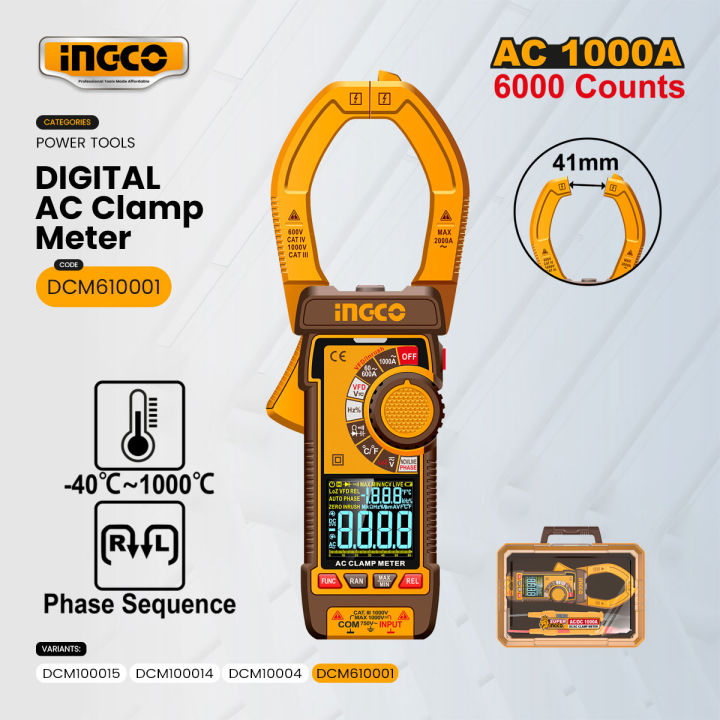 Ingco 6000 Counts Digital AC Clamp Meter Voltage Measurement Voltmeter ...