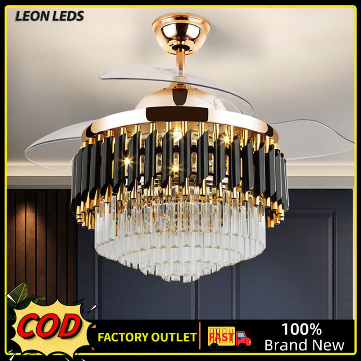 42 Inch Modern luxury InvisibleCeiling Fan, Tricolor Dimming, With ...