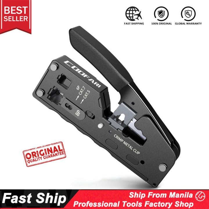 COOFARI RJ45 RJ11 Pass Through Crimper Tool Crimping Tool for CAT7 ...