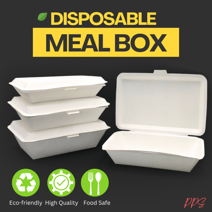 Flip Paper Meal Box Plain White - 50pcs 280ml/400ml/550ml Laminated ...