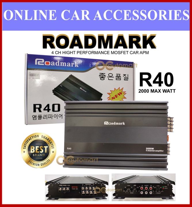 ROADMARK R40 4-CHANNEL CLASS AB HIGH PERFORMANCE MOSFET CAR AMPLIFIER ...