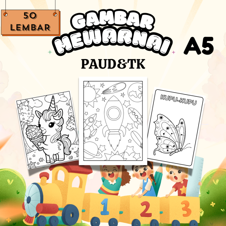 A5 KERTAS MEWARNAI / COLORING / KERTAS GAMBAR /KERTAS MEWARNAI ANAK ...