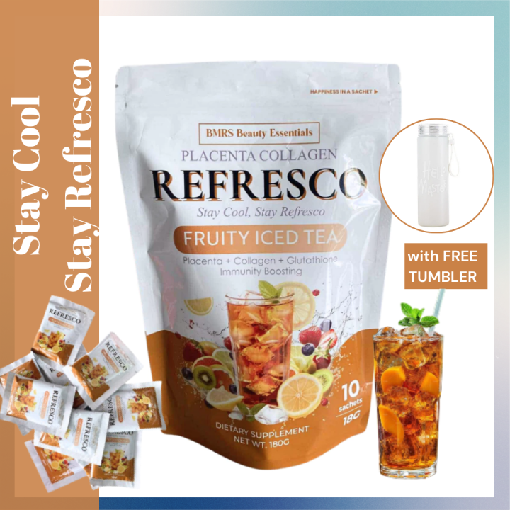 REFRESCO FRUITY ICED TEA STAY COOL STAY REFRESCO WITH COLLAGEN+PLACENTA ...