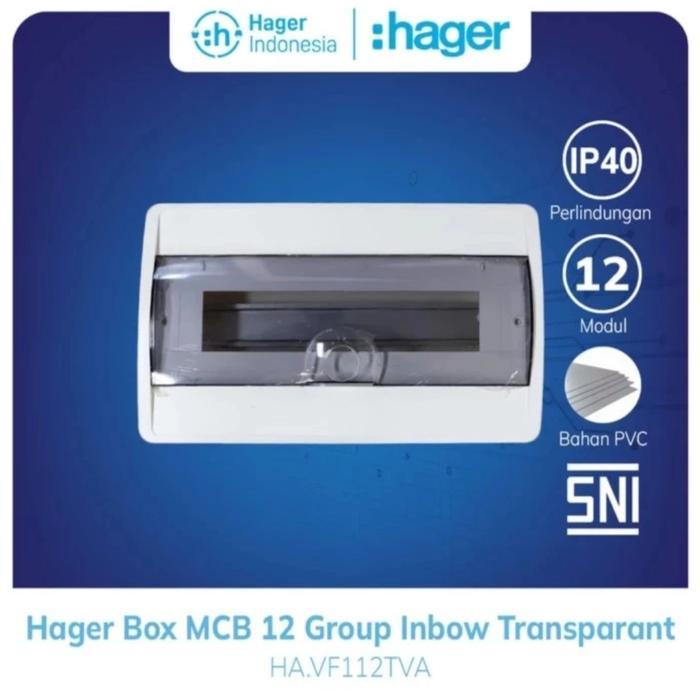 HAGER BOX MCB 12 GRUP INBOW TRANSPARANT VF112TVA 12 MODUL SNI PREMIUM ...