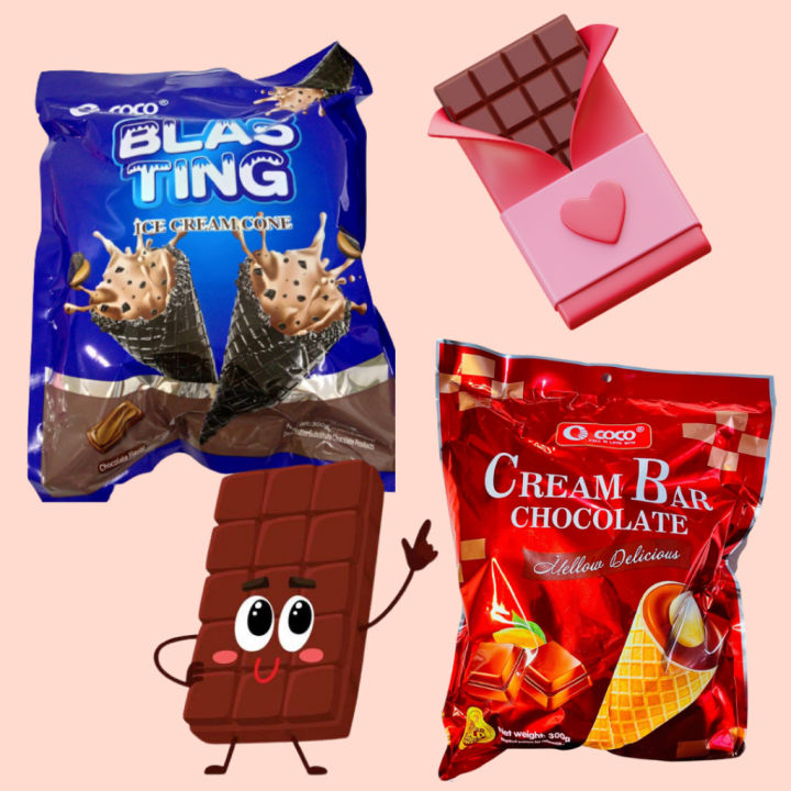 Coco Cream Bar Chocolate COCO Blasting Ice Cream Cone Korean Imported ...