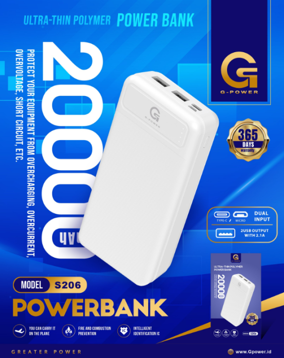 G-Power Powerbank S206 20000 mAh | Lazada Indonesia