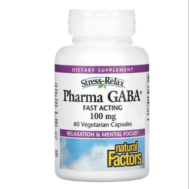 Natural Factors, Stress Relax, Pharma GABA, 100 mg, 60 Vegetarian ...