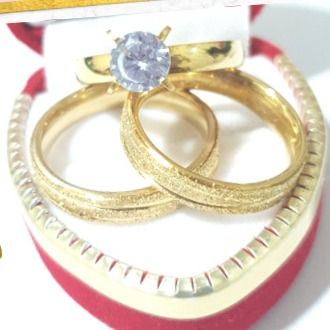 Wedding Ring Gold Set #024 Free Heart Box | Lazada PH