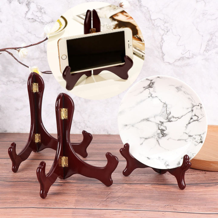 Wooden Easel Mahogany Finish Display Stand Plate Holder Picture Frame ...