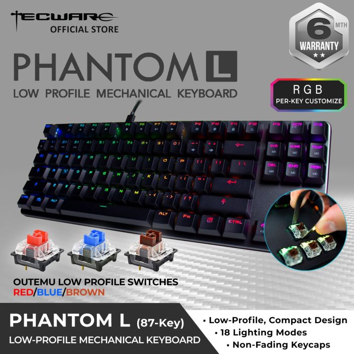 [PROMO] Tecware Phantom L, Low Profile RGB Mechanical Keyboard 87 (3 ...