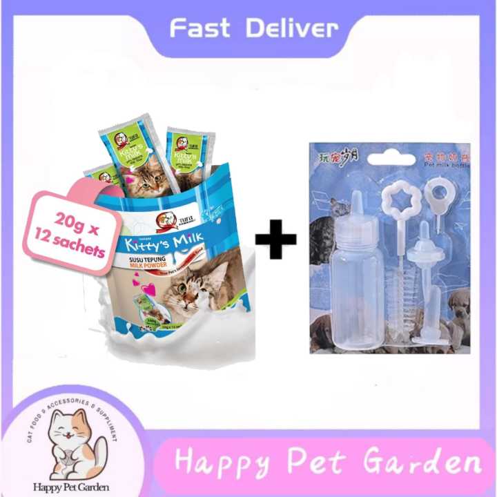 Tura Kitty's Milk Sachet (20g x12 Sachet) + Pet Nursing Feeding Bottel ...