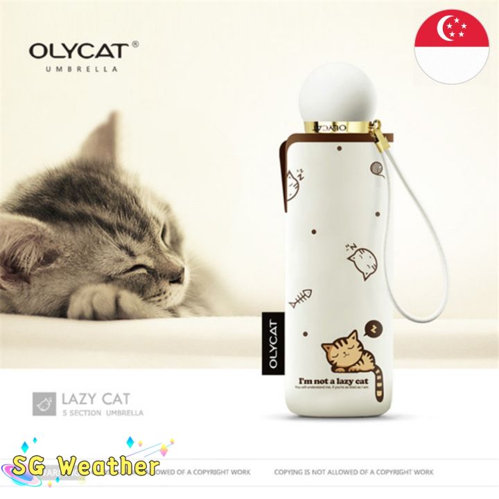(SG Seller)OLYCAT Cute Mini Umbrella Cat Ultralight Pocket Kids ...