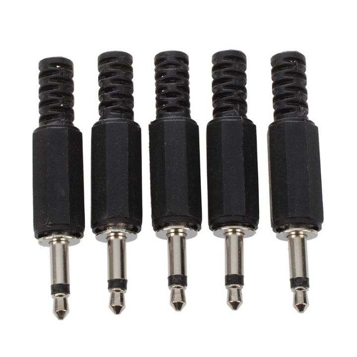 5 x Black Plastic 3.5mm Male Mono Plug Jack Audio Adapter Connector ...