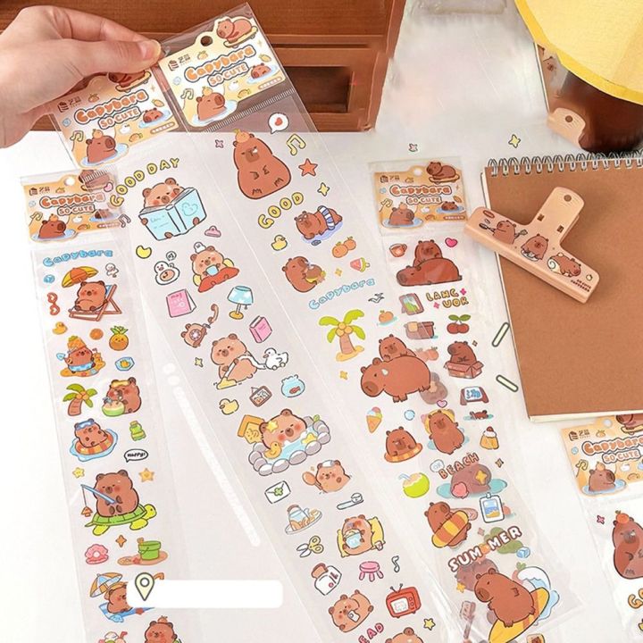 ANIME FAN 5 Pcs/bag Cartoon Capybara Transparent Stickers Kawaii ...