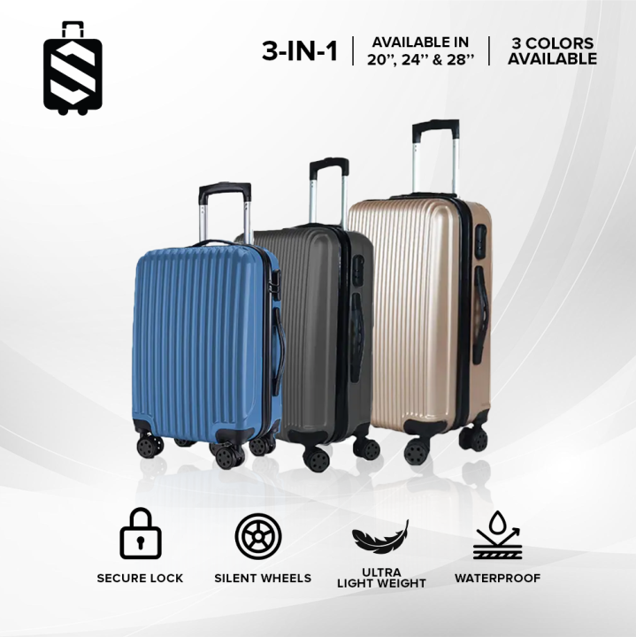 SKY TRAVELLER SKY362 3-In-1 Suitcase Trolley 360° Silent Universal ...