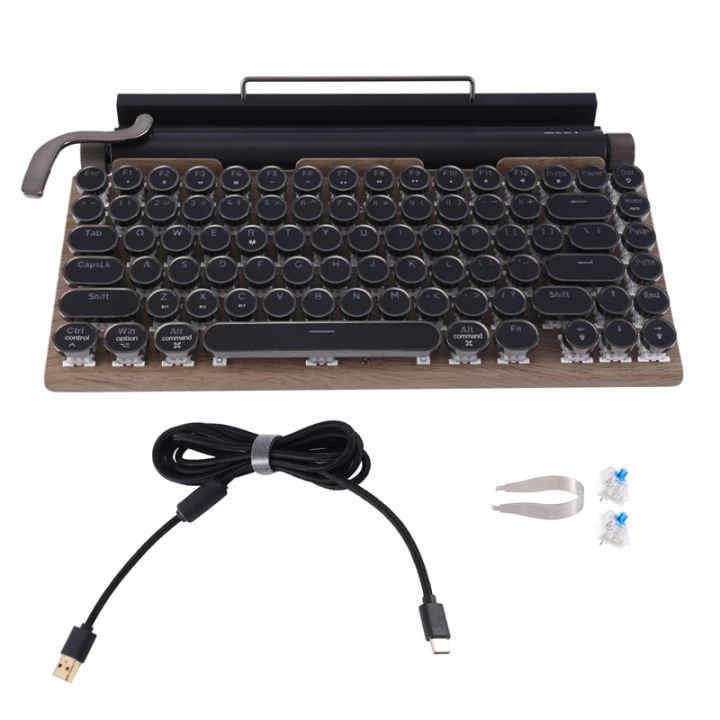 Typewriter Keyboard Wireless Bluetooth Keyboard USB Mechanical Punk ...