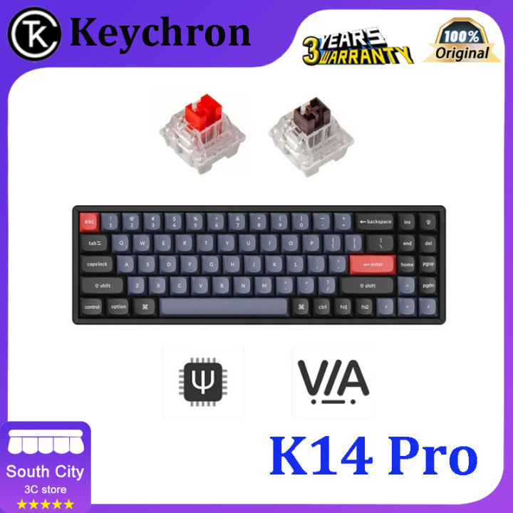 Keychron K14 Pro สำนักงานคอมพิวเตอร์ไร้สายบลูทูธคีย์บอร์ดแบบกลไกน้ำหนัก ...