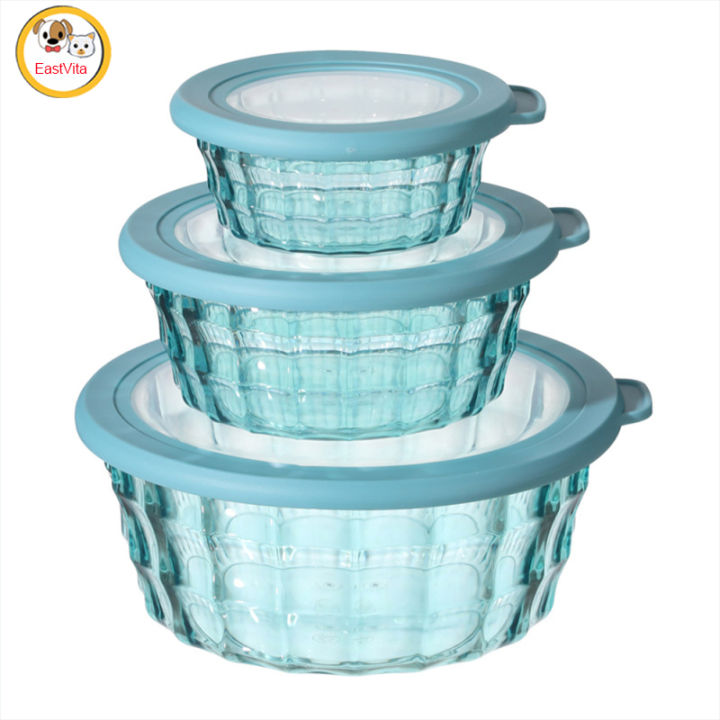 3 Pack Salad Bowls With Lids, Reusable Round Stackable Clear Plastic ...