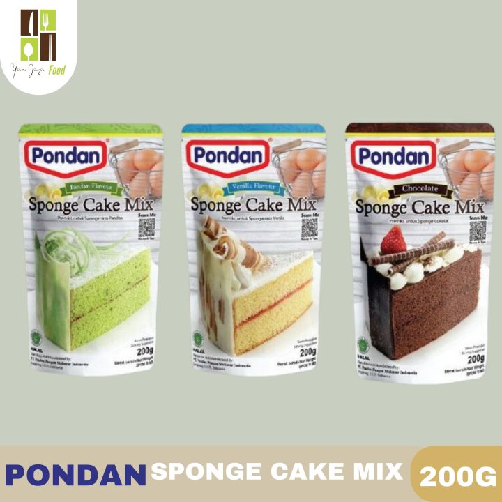 Pondan Sponge Cake Mix / Tepung Premix Kue Sponge Pandan/Vanilla/Coklat ...