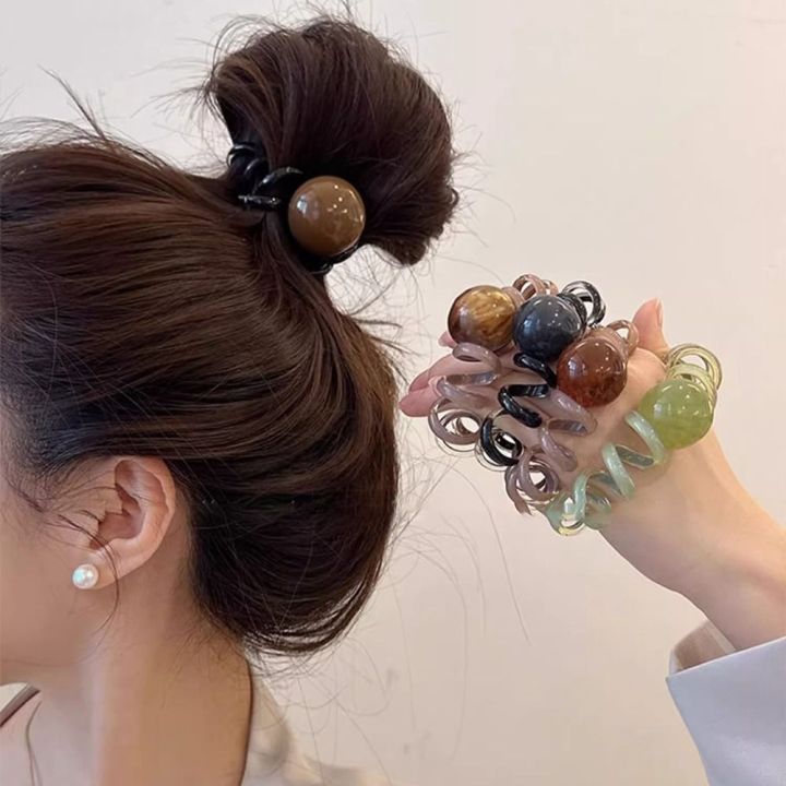 GTTR สีลูกอมสี ที่คาดผมแบบยืดหยุ่นสำหรับสายโทรศัพท์ อะคริลิค ลูกบอลลูก ...