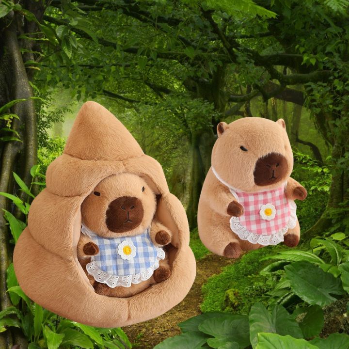 JOJO CASTLE 30/40cm Kawaii Creative Capybara Plush Doll Graduation Poop ...