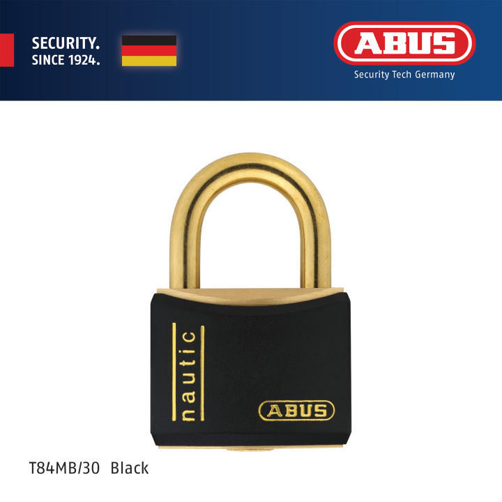 Abus T84MB/30, T84MB/40 Solid Brass Padlock with Vinyl Encased. Colour Available: Black, Red ...