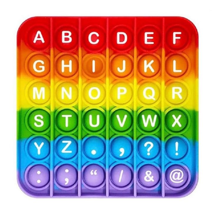 Rainbow English Alphabet Numbers Fidget Pop It Toys Game for Kid Push ...