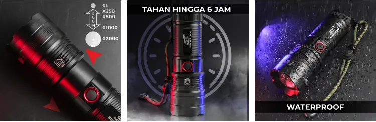 Senter ZOOM LED Super Terang Best Quality 2000 Lumens Waterproof Bahan ...